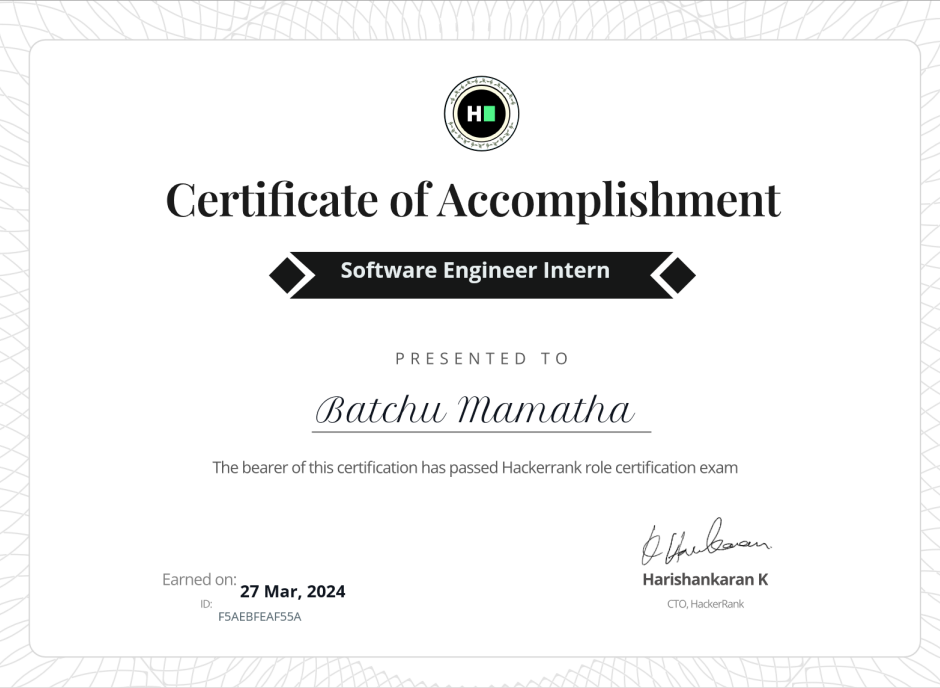 Batchu Mamatha - Portfolio